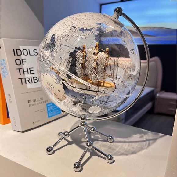 Office | World Globe With Stand Builtin Led Light Ship For Sail | Poshmark